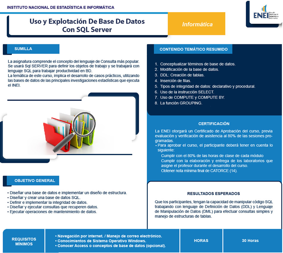 PERÚ Escuela Nacional de Estadística e Informática